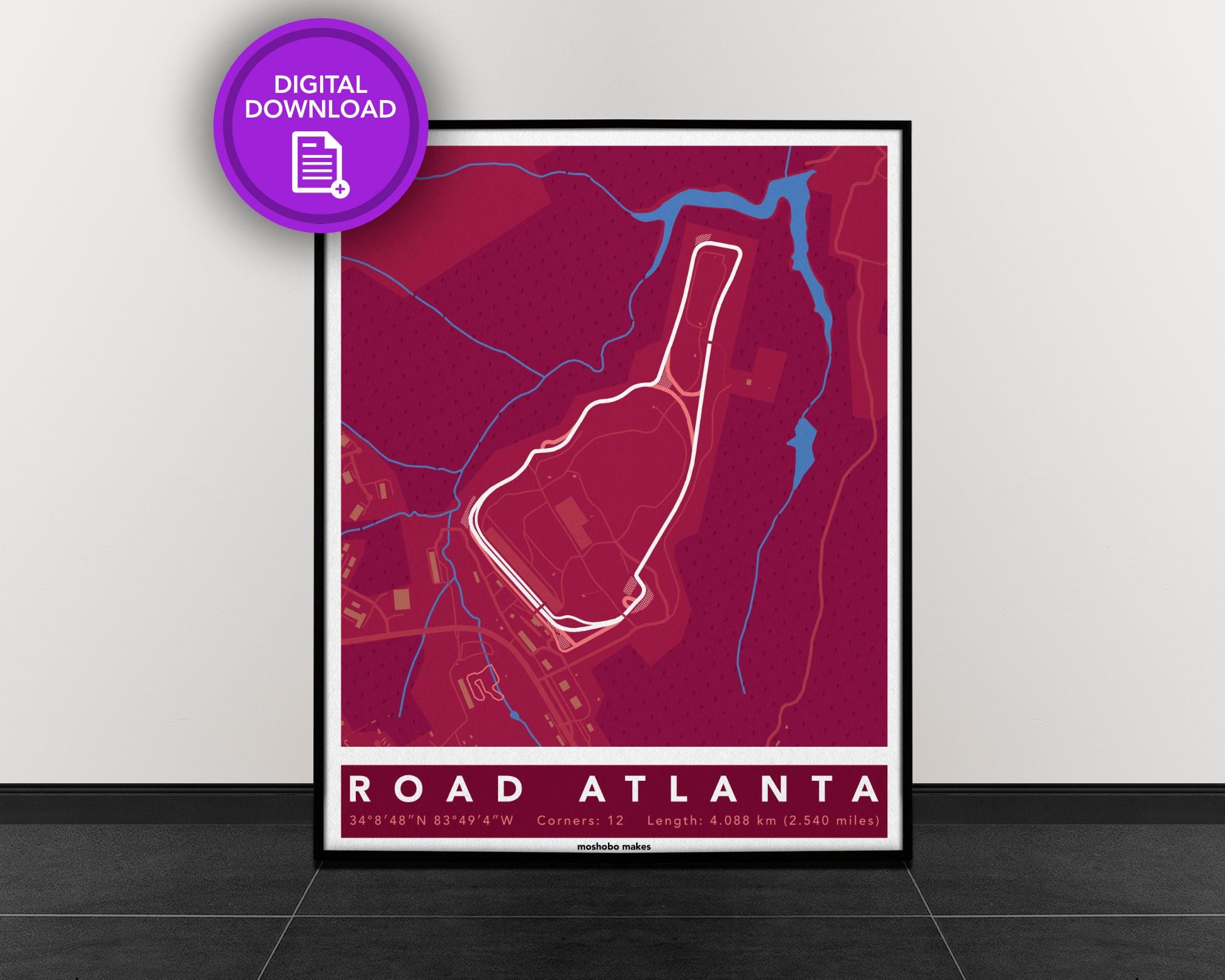 Road Atlanta | Track Map for Poster Wall Art | IMSA Poster | Digital ...