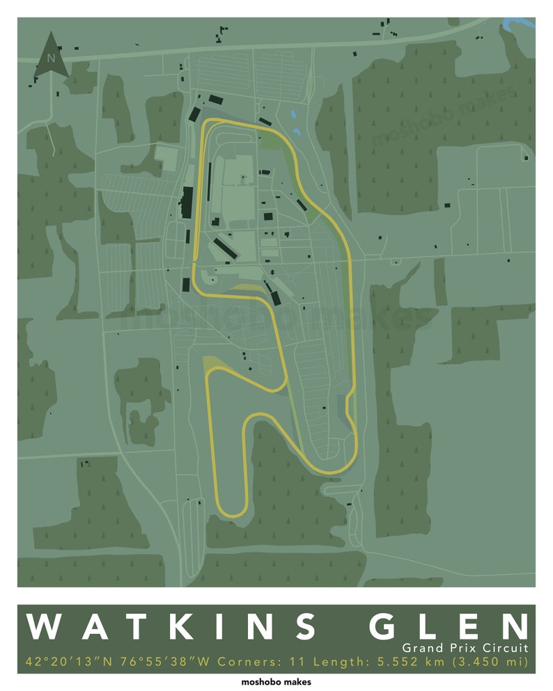 Watkins Glen | Track Map for Poster Wall Art | IMSA, Indycar Poster ...