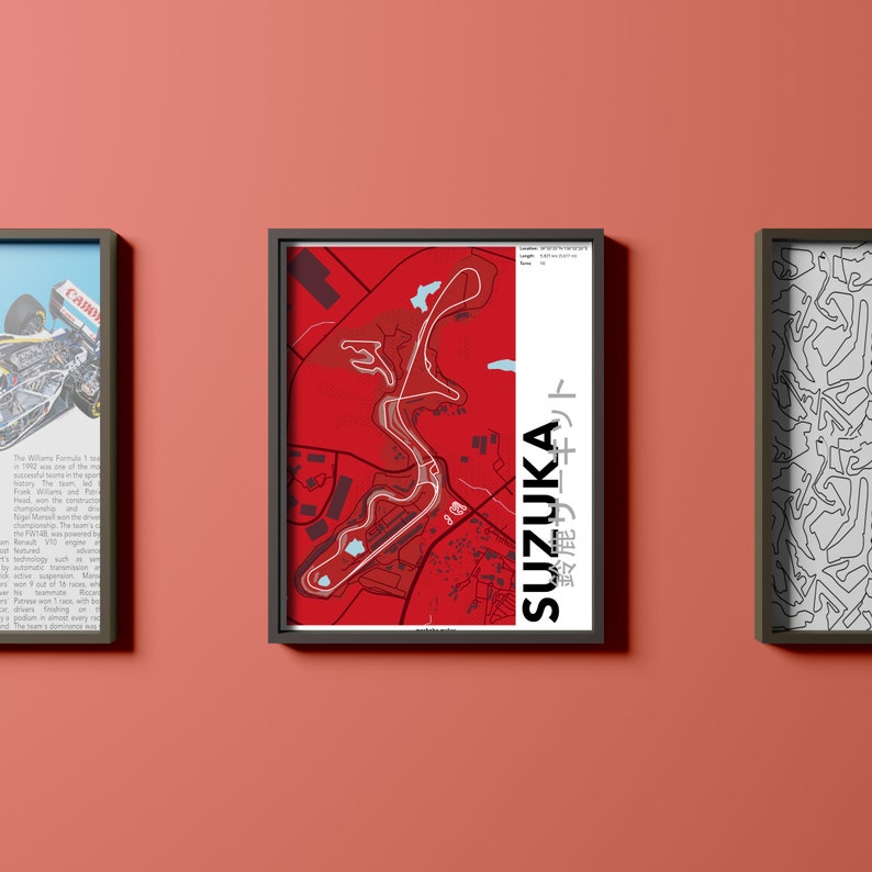 Suzuka Circuit, Japanese GP | Track Map for Poster Wall Art | Formula 1 ...