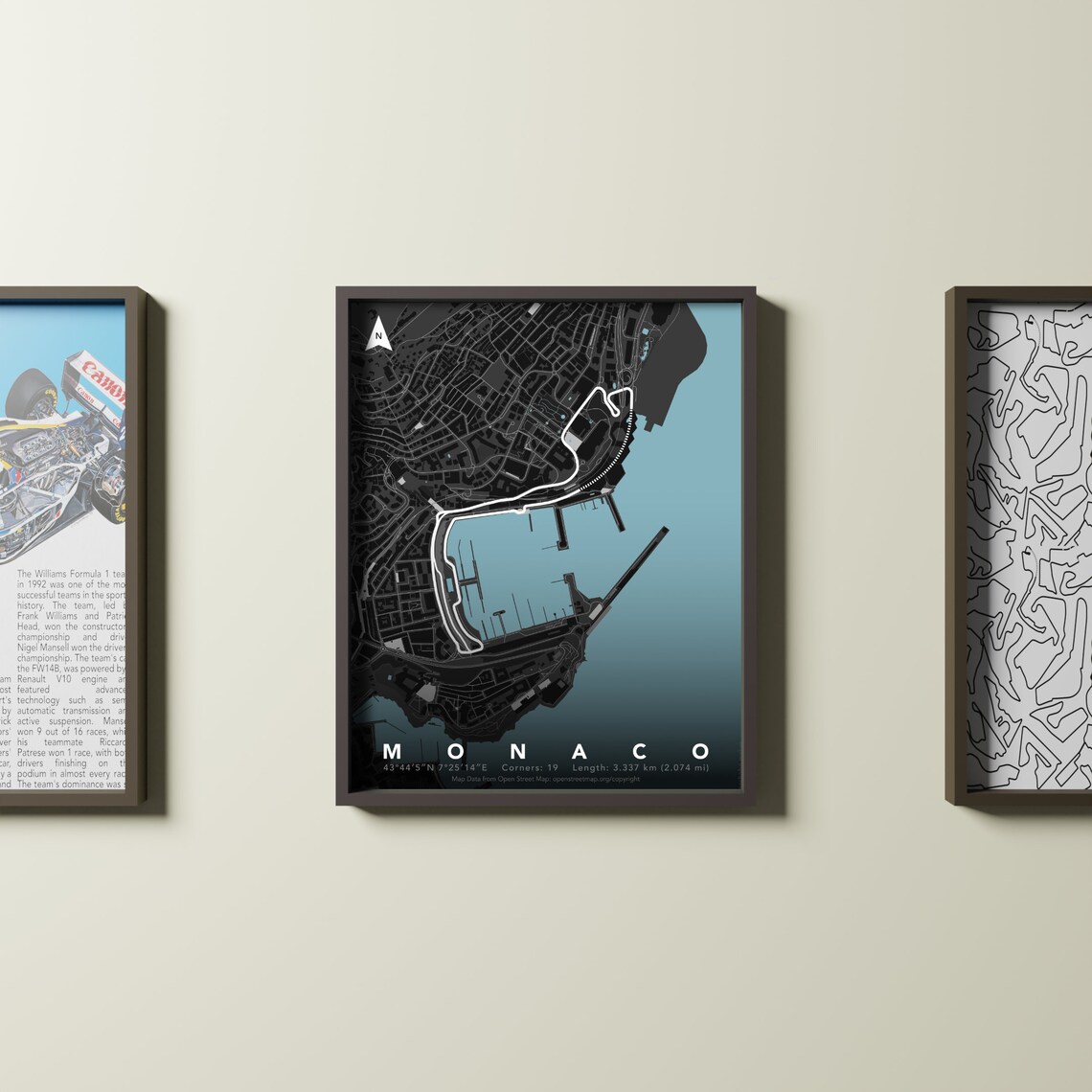 Monaco Grand Prix Print | F1 Poster | Formula 1 Prints | Track Map ...