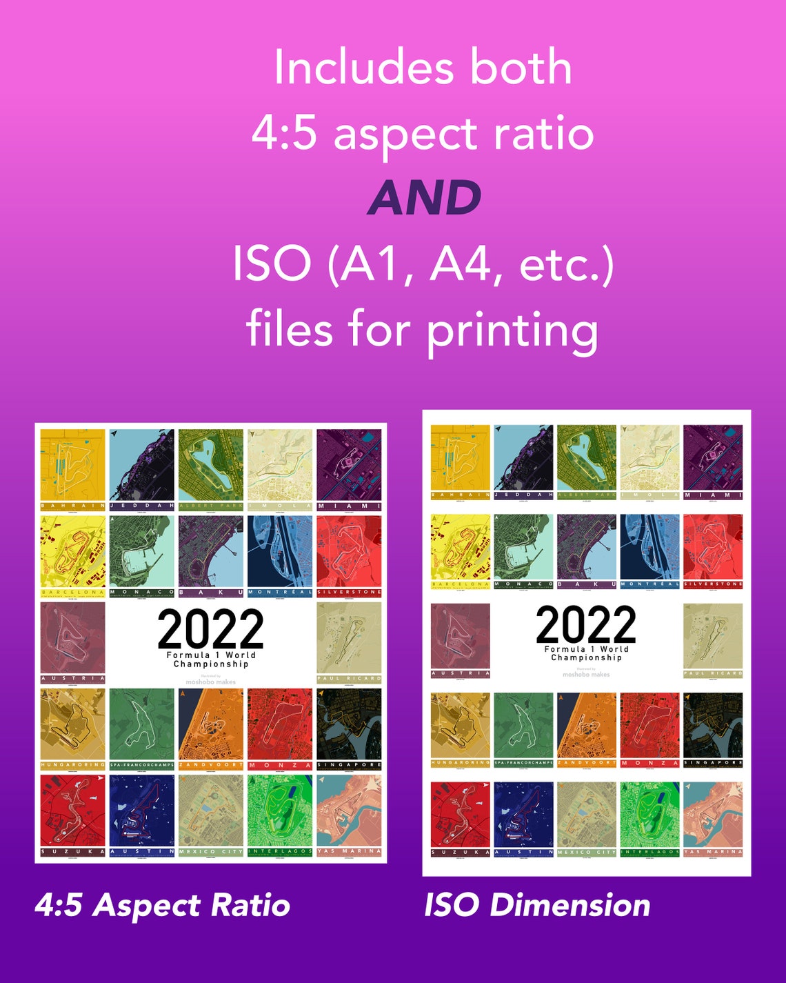 2022 F1 Calendar All Tracks Track Map for Poster Wall Art - Etsy