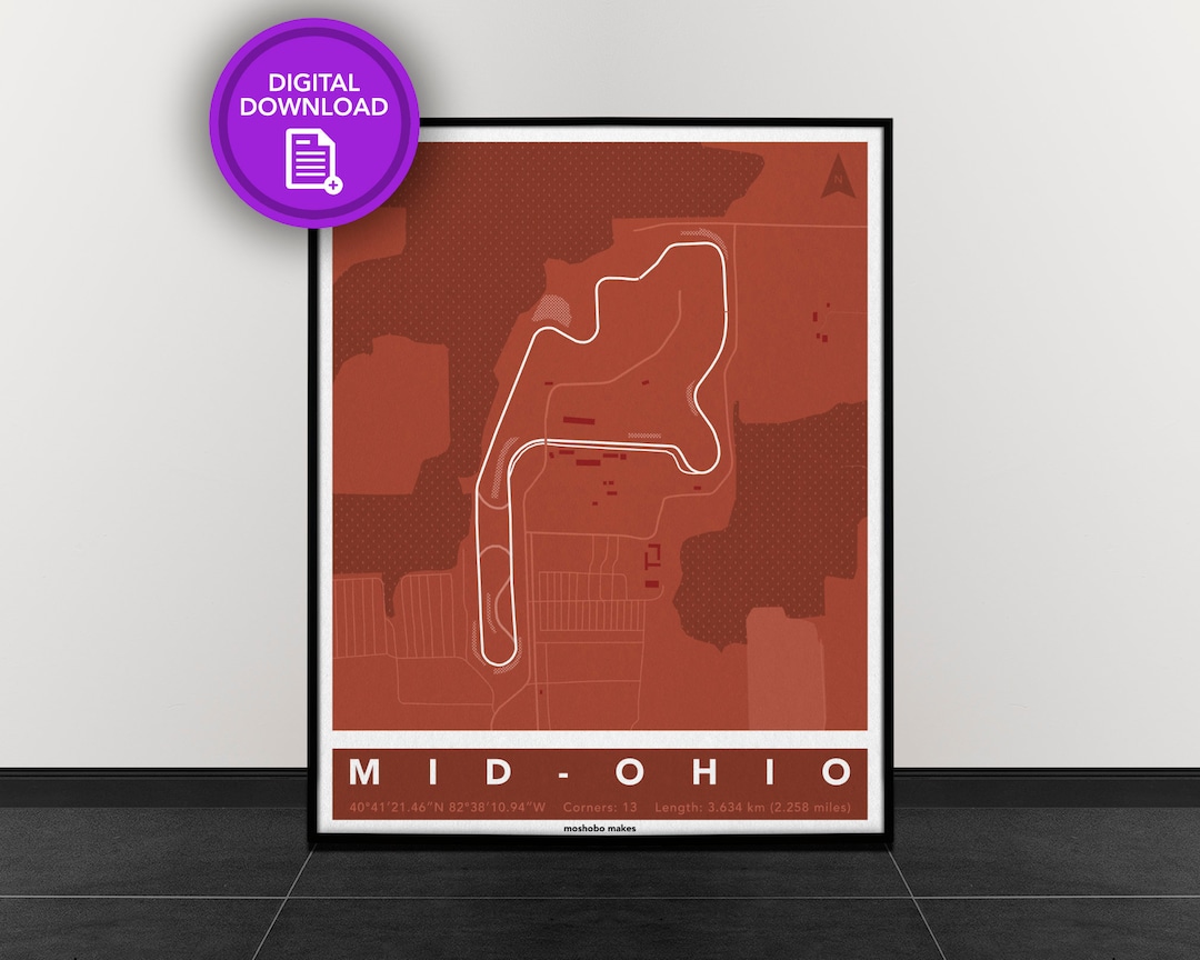 Mid-ohio Sports Car Course | Track Map for Poster Wall Art | IMSA Indy ...