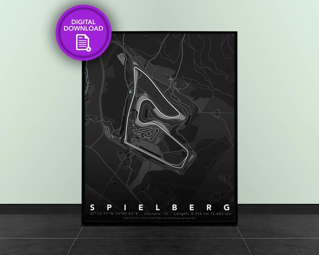 Red Bull Ring, Spielberg, Austria | Track Map for Poster Wall Art | F1 ...