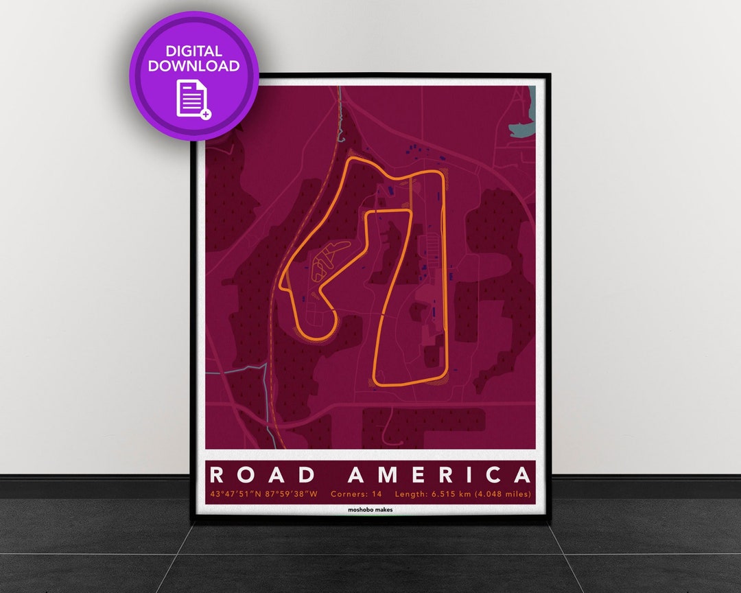 Road America | Track Map for Poster Wall Art | IMSA, Indycar Poster ...
