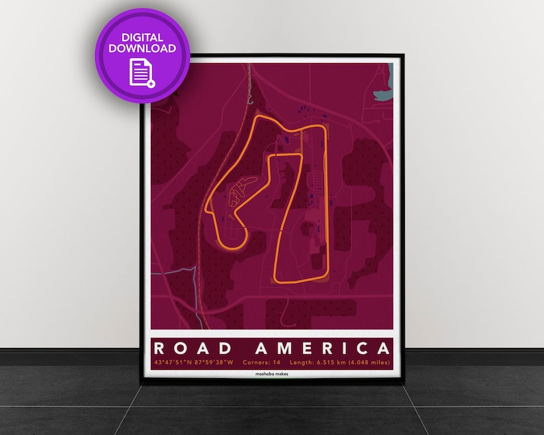 Road America | Track Map for Poster Wall Art | IMSA, Indycar Poster ...