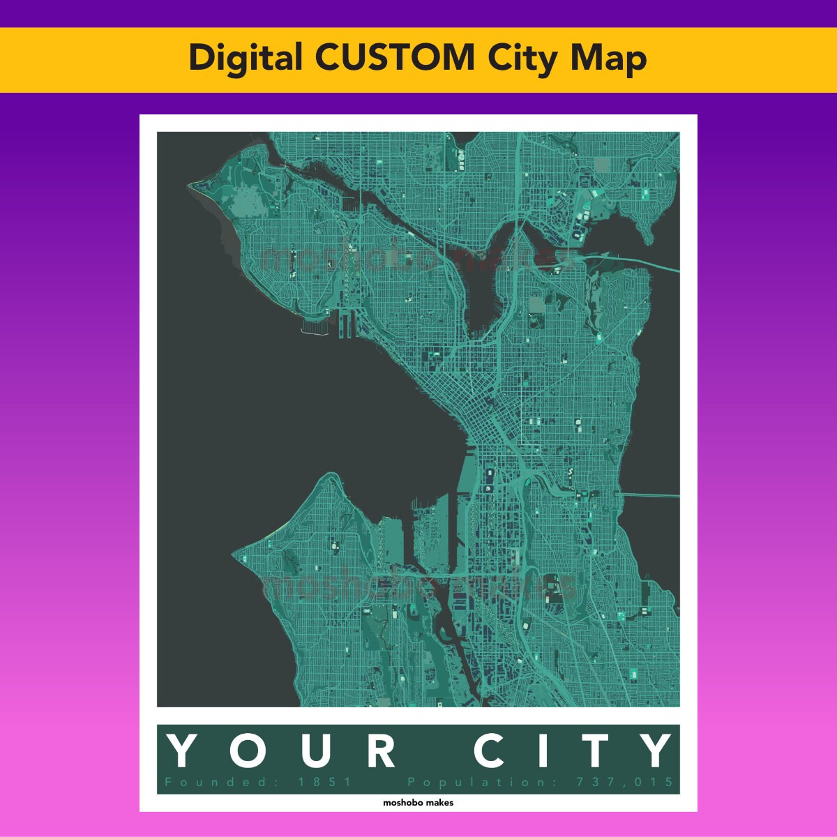 Custom City Map | Digital Download | Personalized Map Poster ...