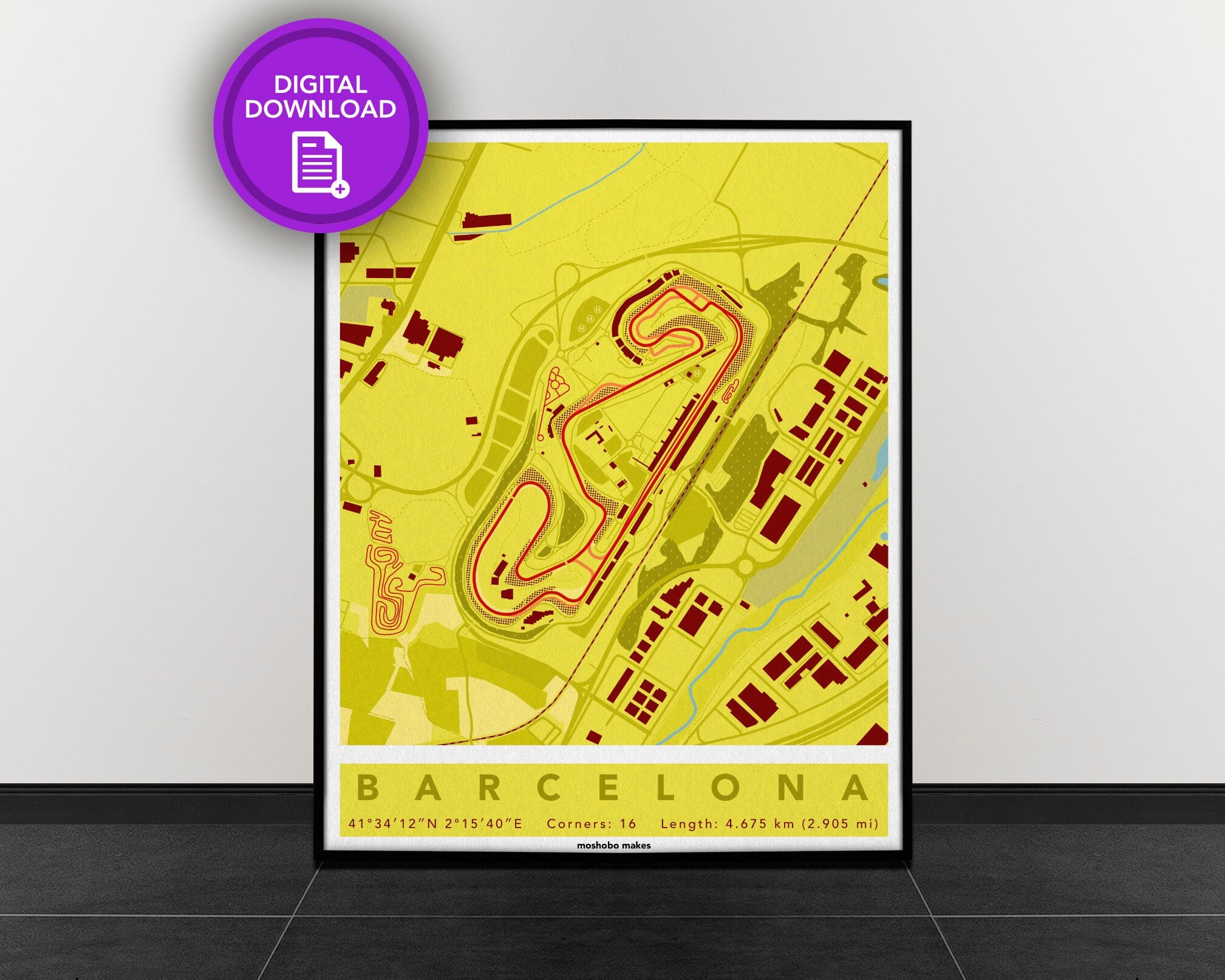 Circuit De Barcelona-catalunya Track Map for Poster Wall Art Formula 1 ...