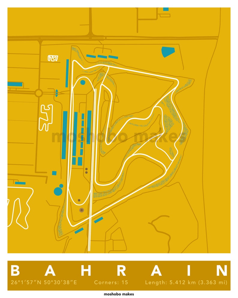 Bahrain International Circuit, Grand Prix Layout | Track Map for Poster ...