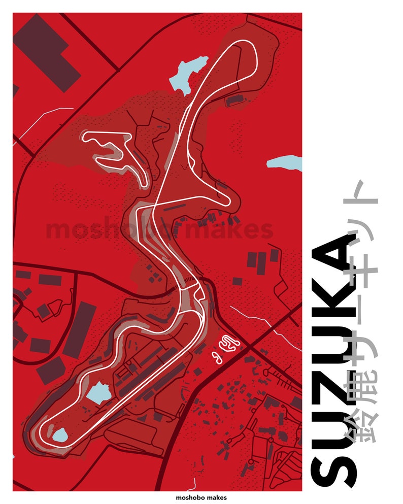 Suzuka Circuit, Japanese GP | Track Map for Poster Wall Art | Formula 1 ...