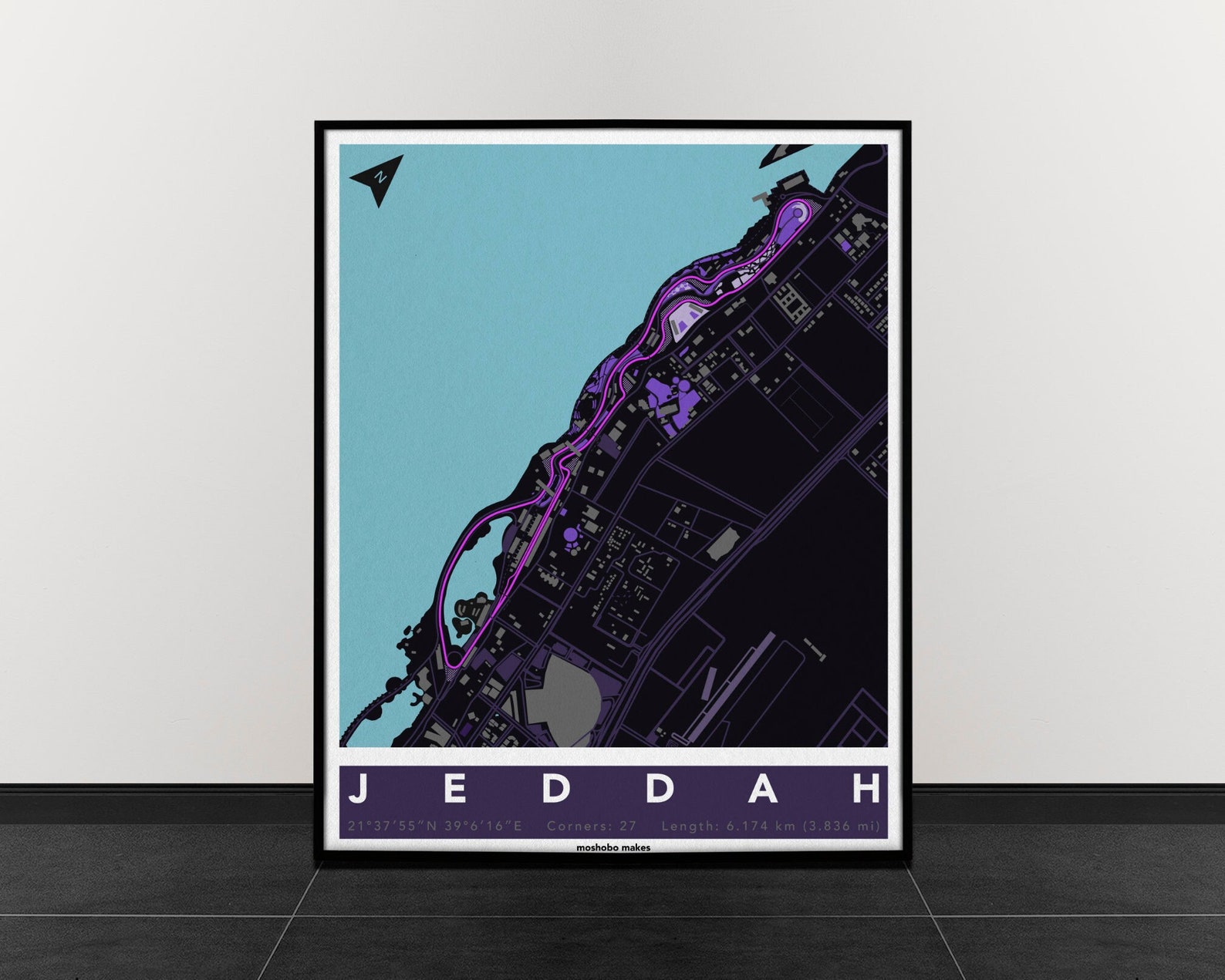 Jeddah Corniche Circuit Track Map for Poster Wall Art | Etsy
