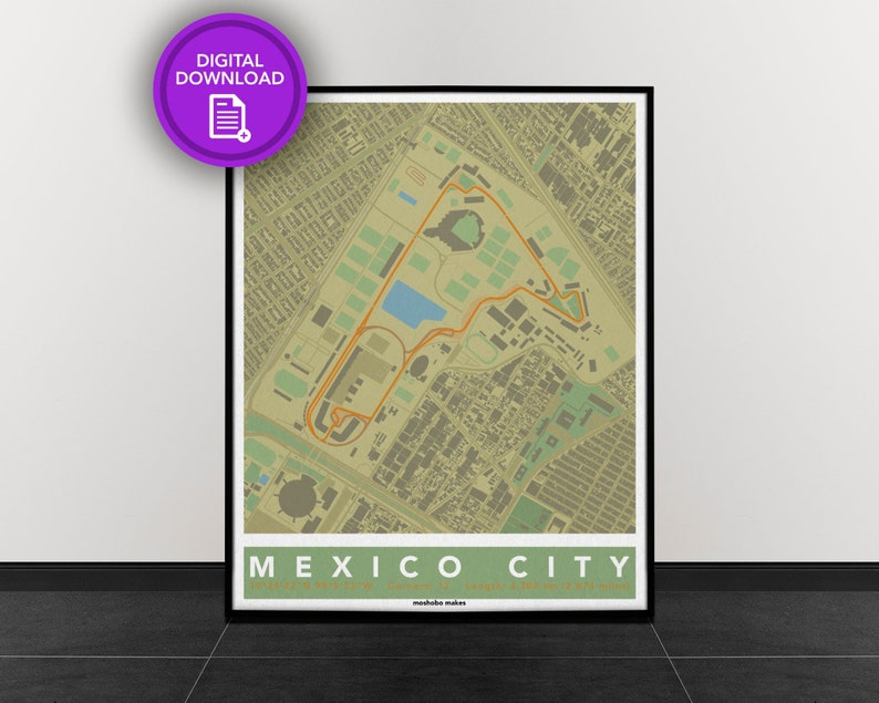 Autódromo Hermanos Rodríguez, Mexico City | Track Map for Poster Wall ...