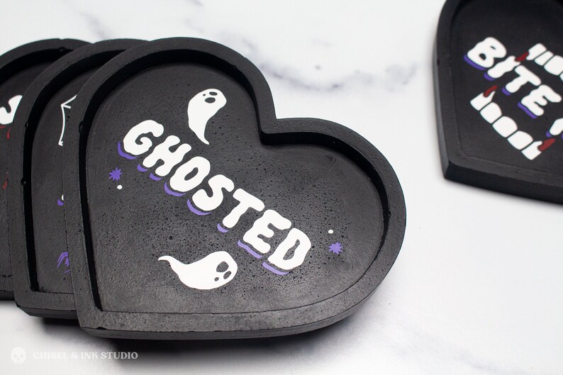 Halloween Decor | Spooky Decor | Concrete Heart Tray | Trinket Tray ...