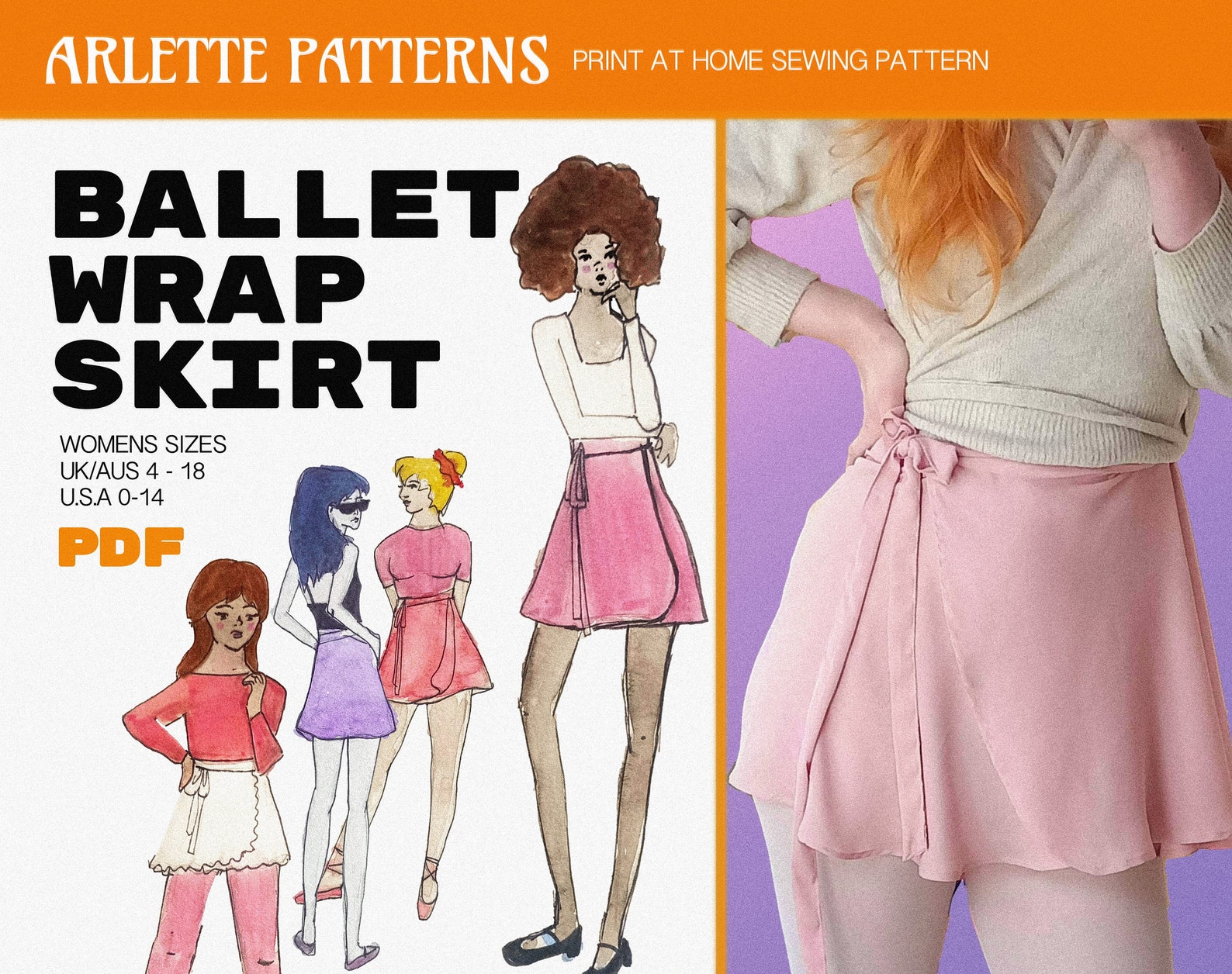 Ballet Wrap Skirt - Simple Mini Skirt Sewing Pattern PDF Download - Etsy