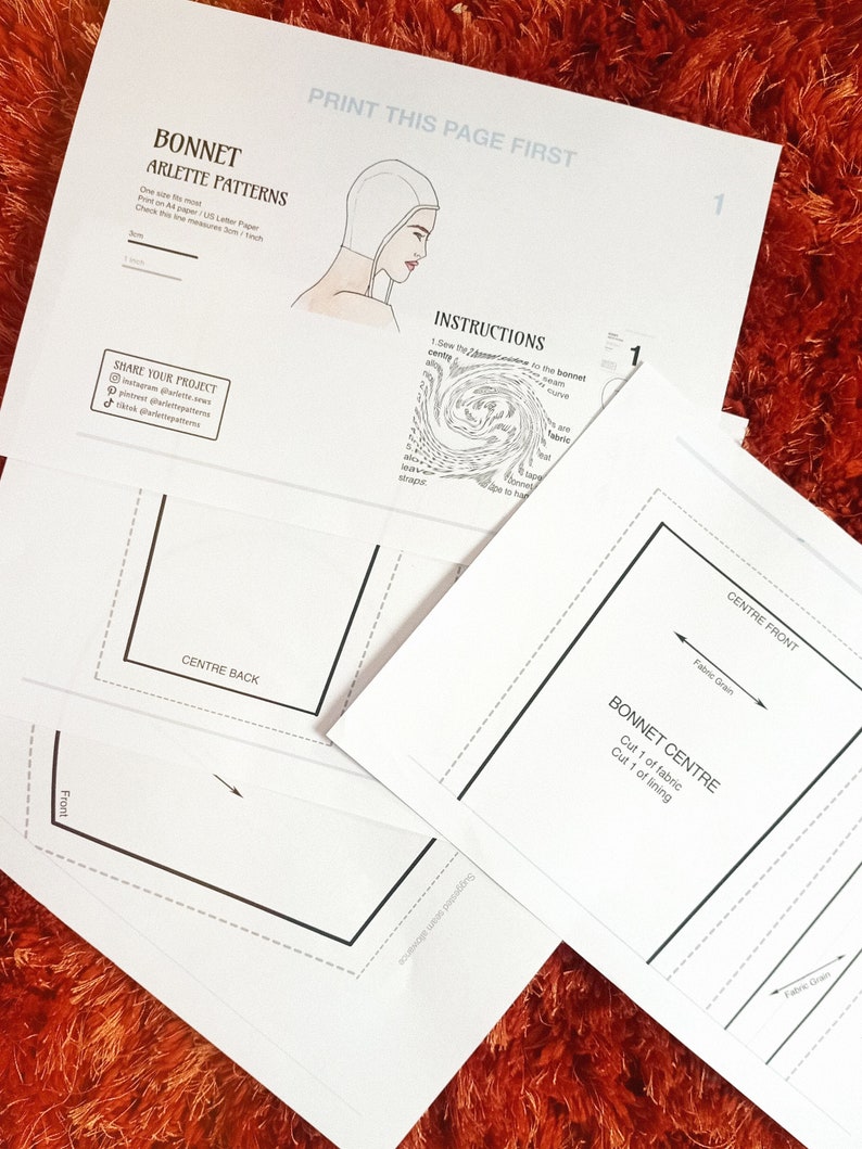 Bonnet Sewing Pattern PDF Download - Etsy