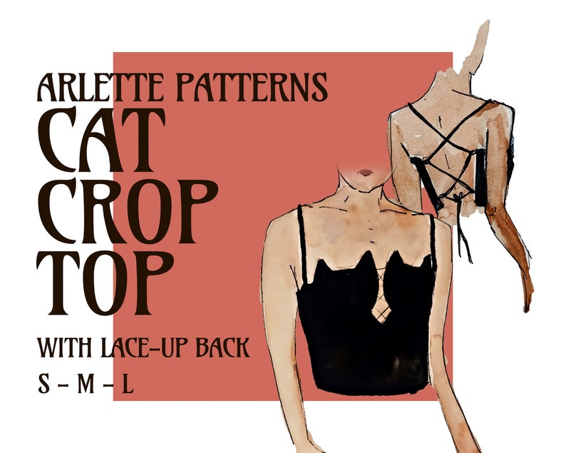 Cat Crop Top With Lace up Back Sewing Pattern PDF Download - Etsy