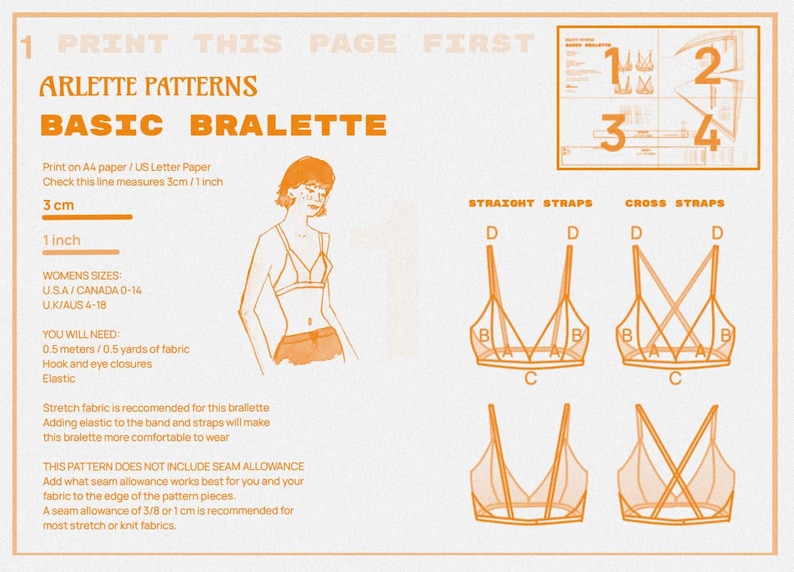 Basic Bralette Sewing Pattern PDF Download - Etsy