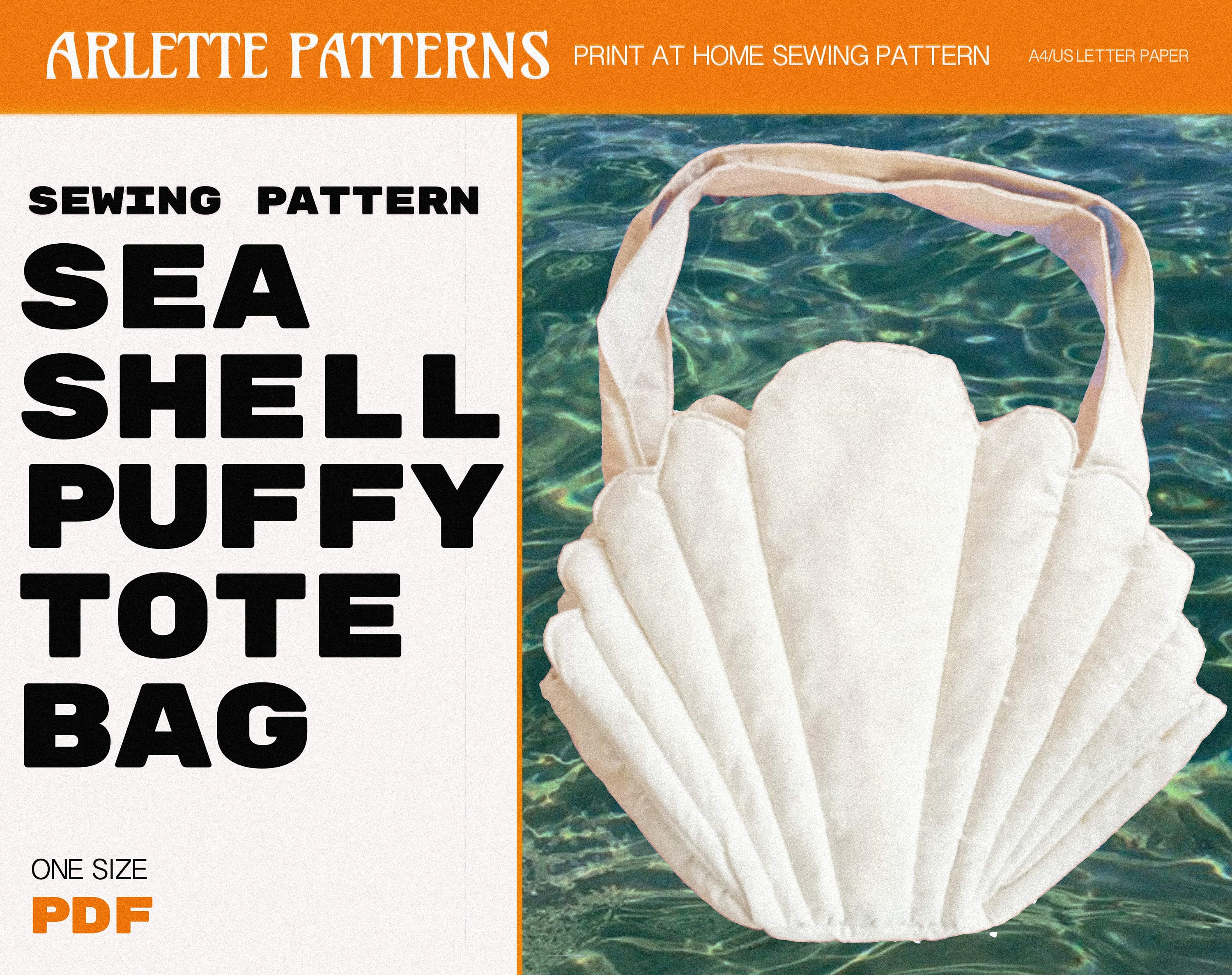 Seashell Puffy Tote Bag - Sewing Pattern PDF Download - Etsy