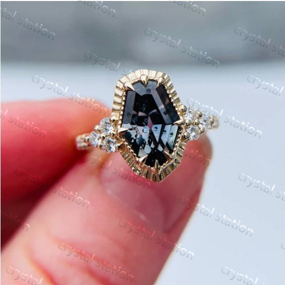 Custom Cut Grey Spinel Ring Grey Spinel Ring Wedding Ring - Etsy