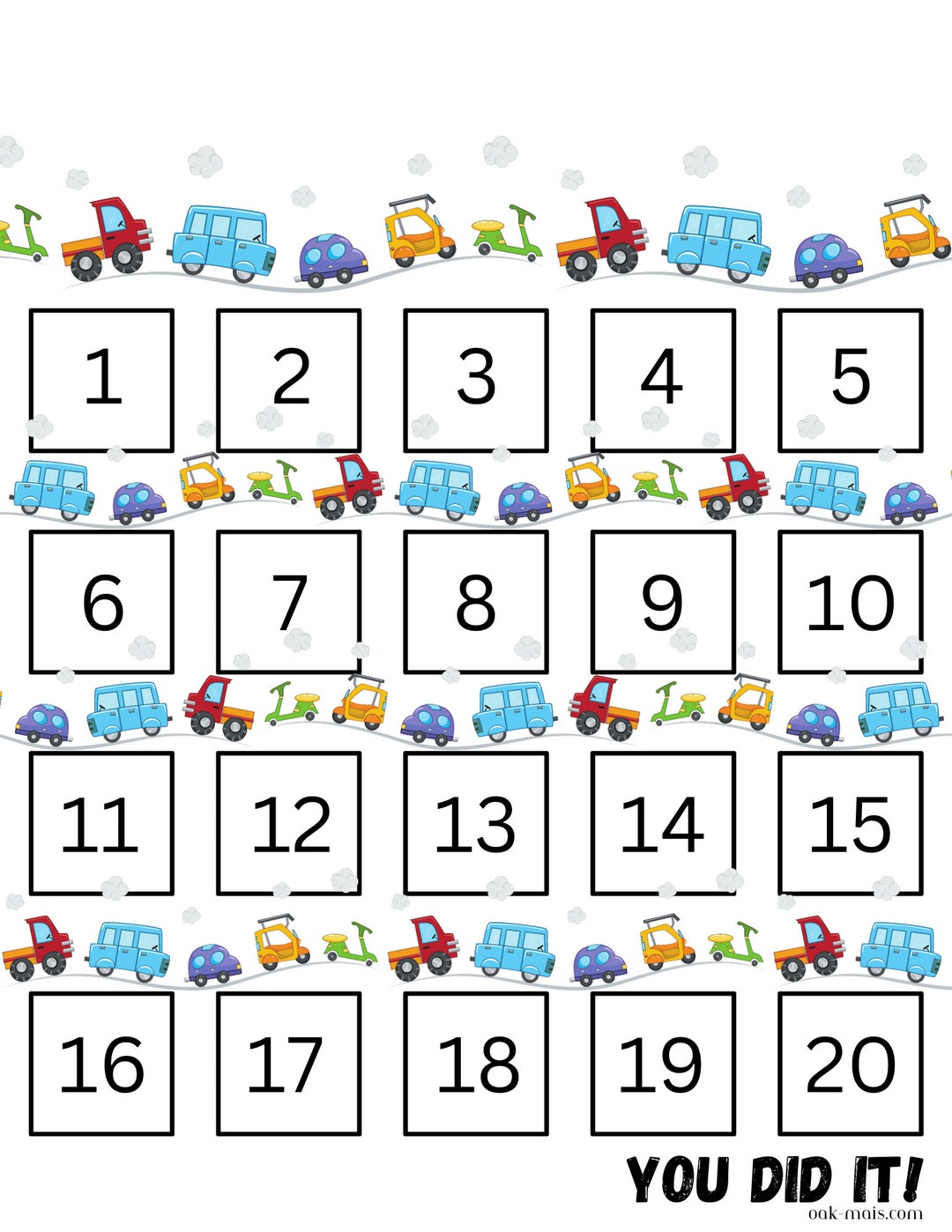 Vehicle Sticker Chart - PRINTABLE - Etsy