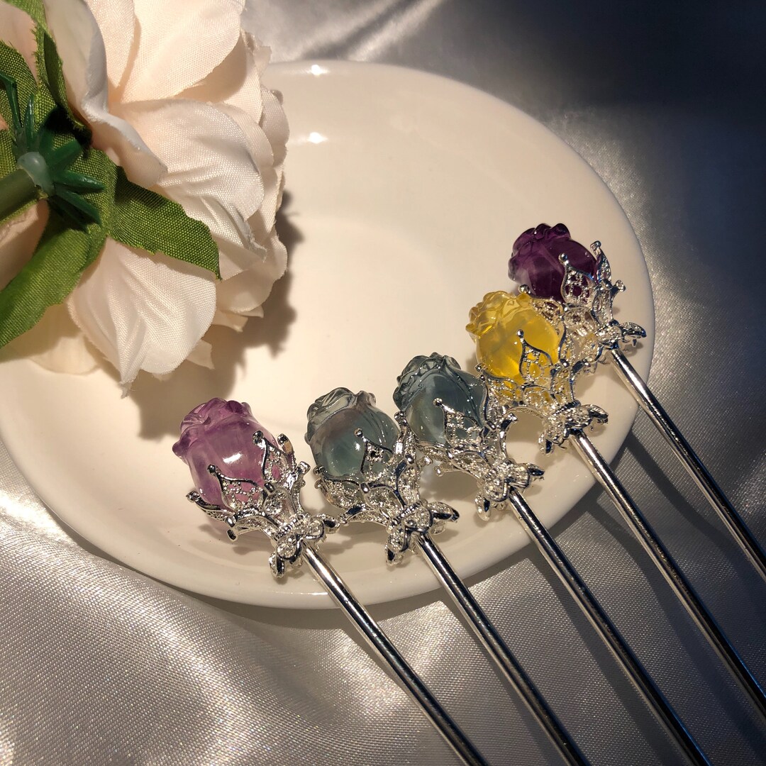 Dainty Quartz Crystal Hair Stick rainbow Fluorite Crystal - Etsy