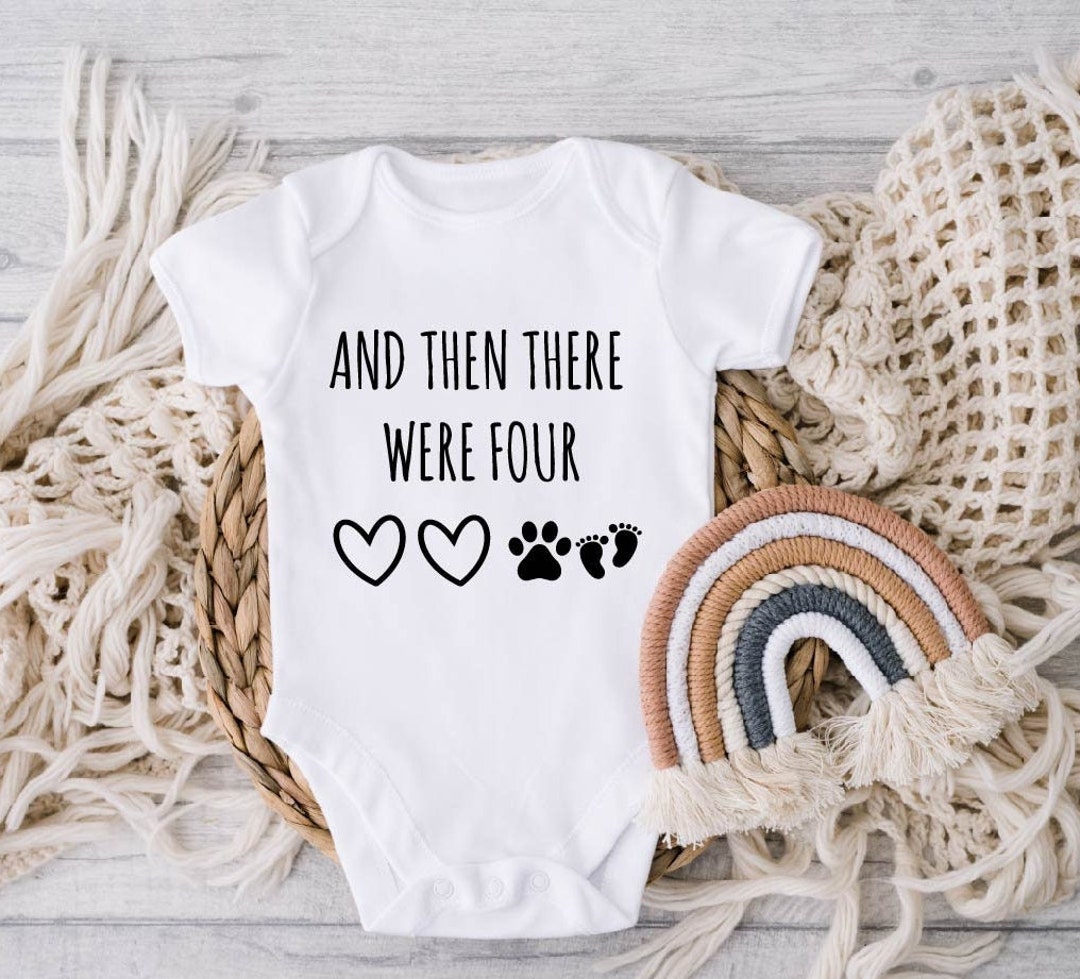 Cute Baby Vest Announcement Then There Were Four, Paws Baby Vest Grow ...
