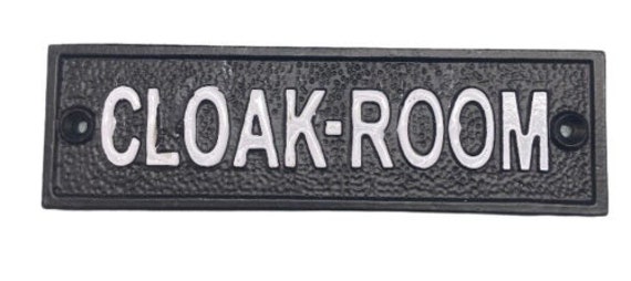 Cloak Room Sign Black and White Signage Cast Iron Antique - Etsy