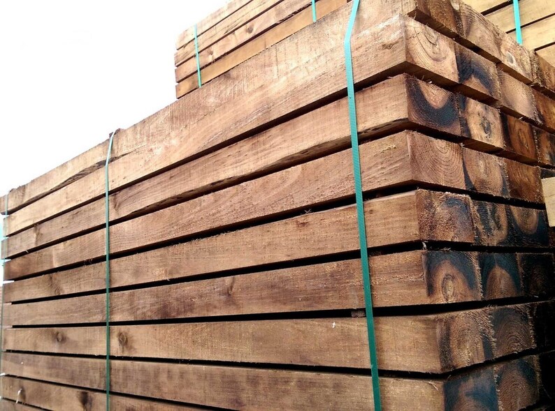 Brown Treated Railway Timber Sleepers 2.4M X 200 X 100 Planters Tables ...