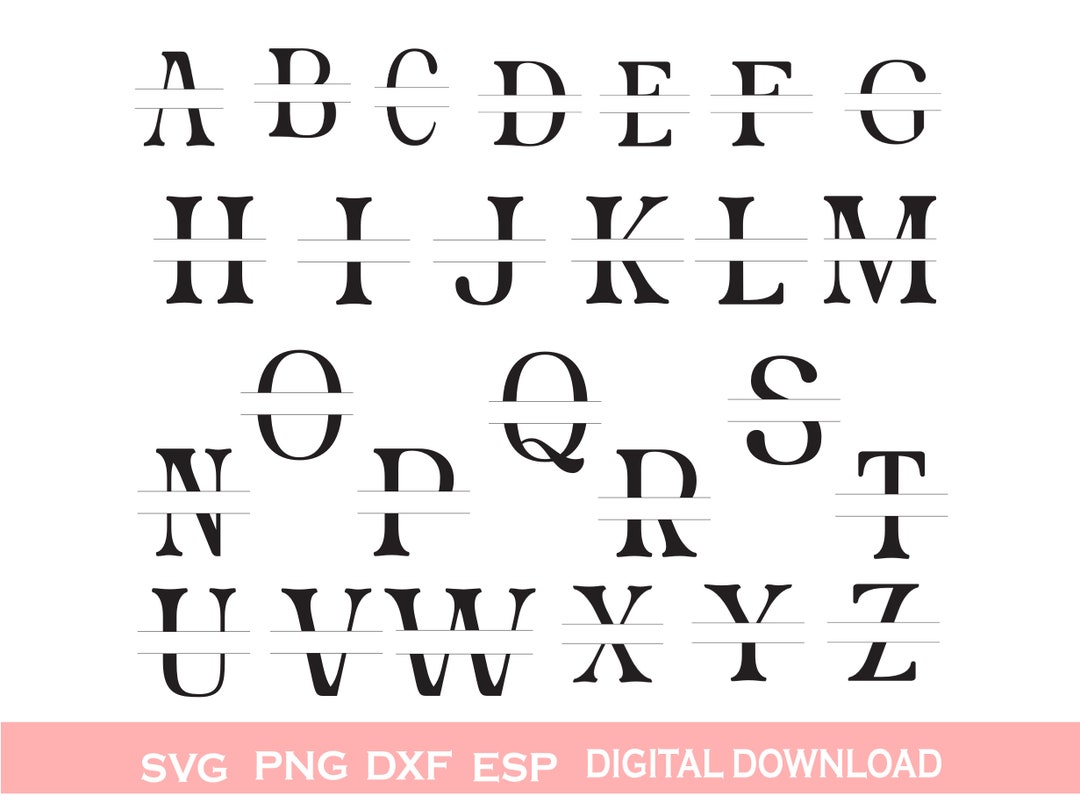Split Alphabet Monogram SVG, Classic Monogram SVG, Alphabet Bundle, Split Letter Svg, Files for ...
