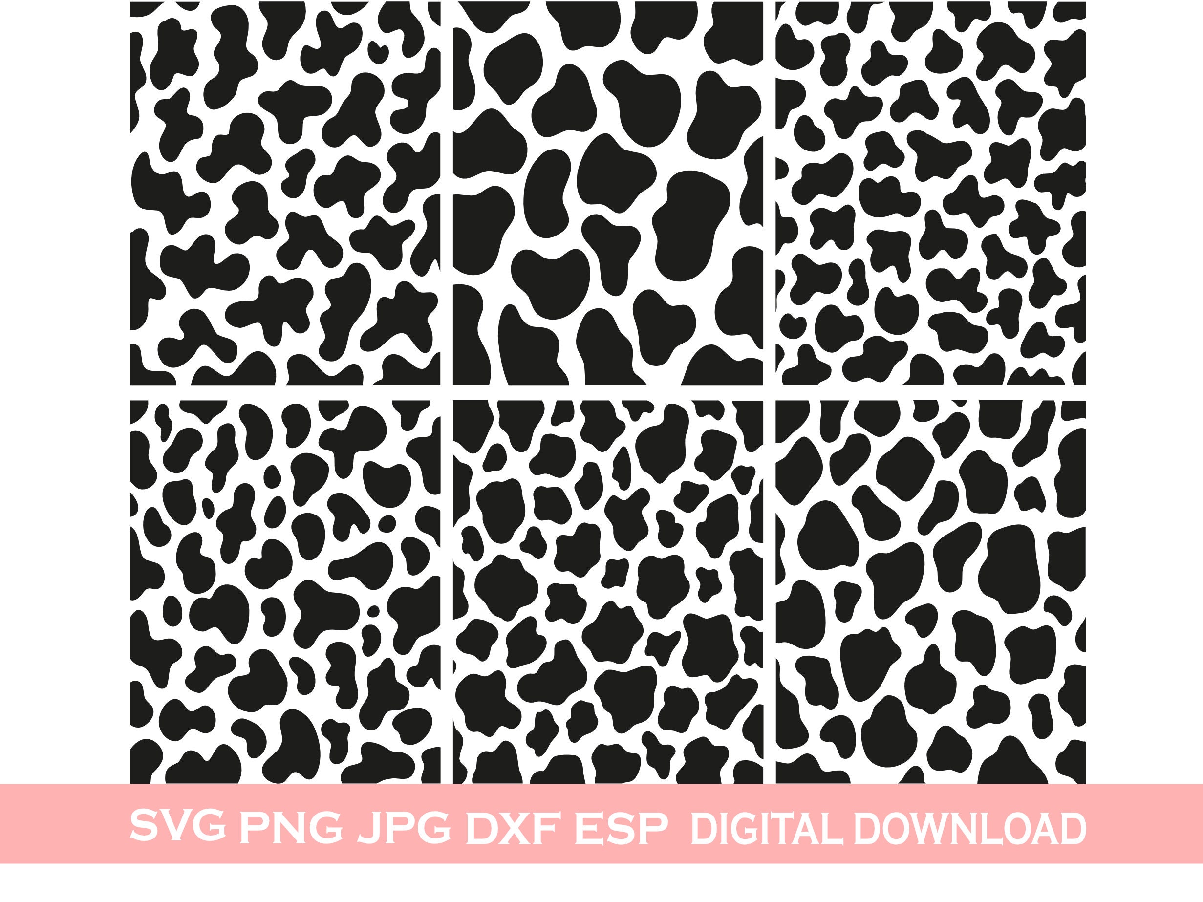 6 Cow Print Patterns Bundle Animal Print Cow Spots Svg Png - Etsy