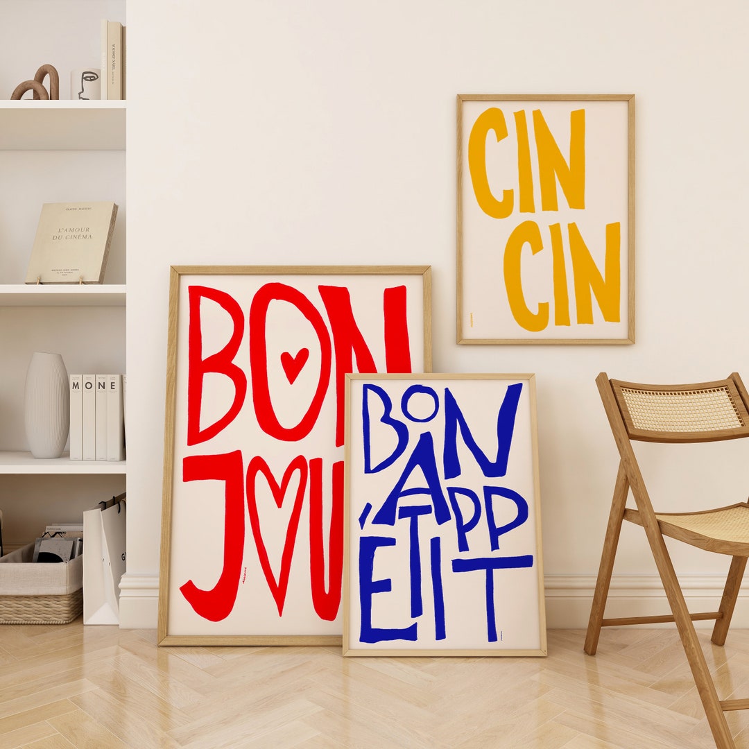 French Phrases Print Set Poster, Vintage Food Print, Trendy Retro Print ...