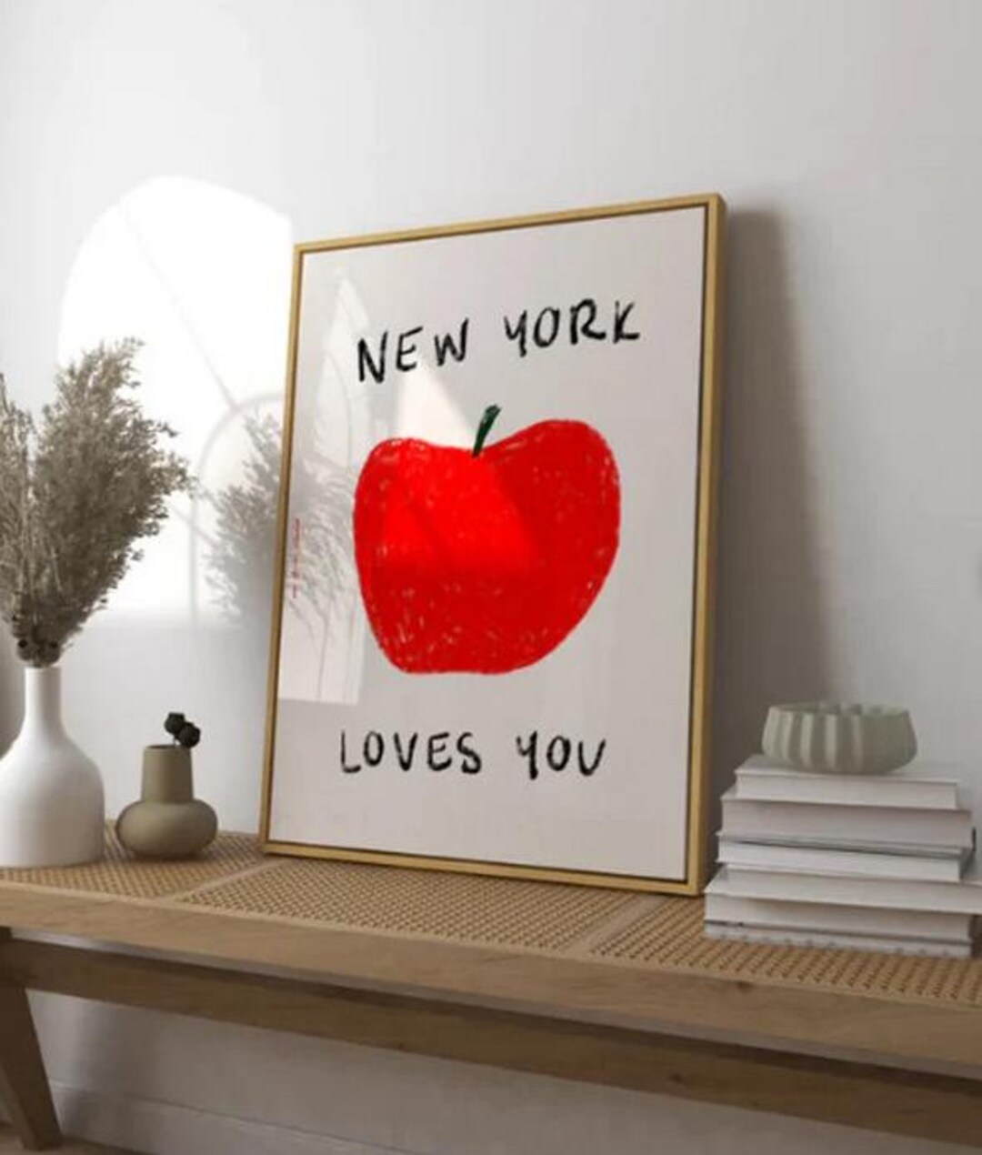 New York Loves You (A2 Size) Art Print Poster, Vintage Trendy Retro ...
