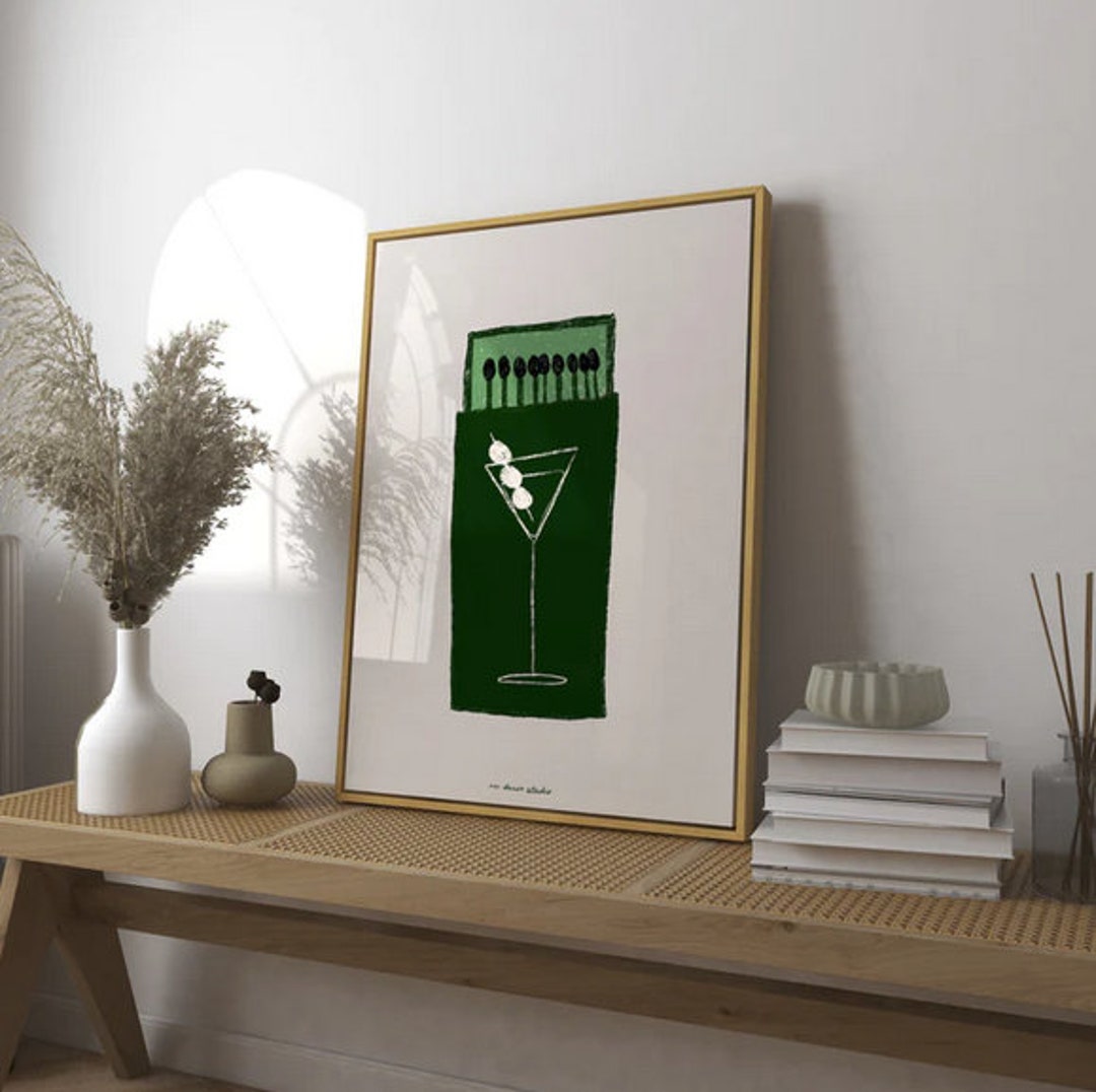 Martini Matchbox Art Print Poster, Vintage Print, Trendy Retro Print ...