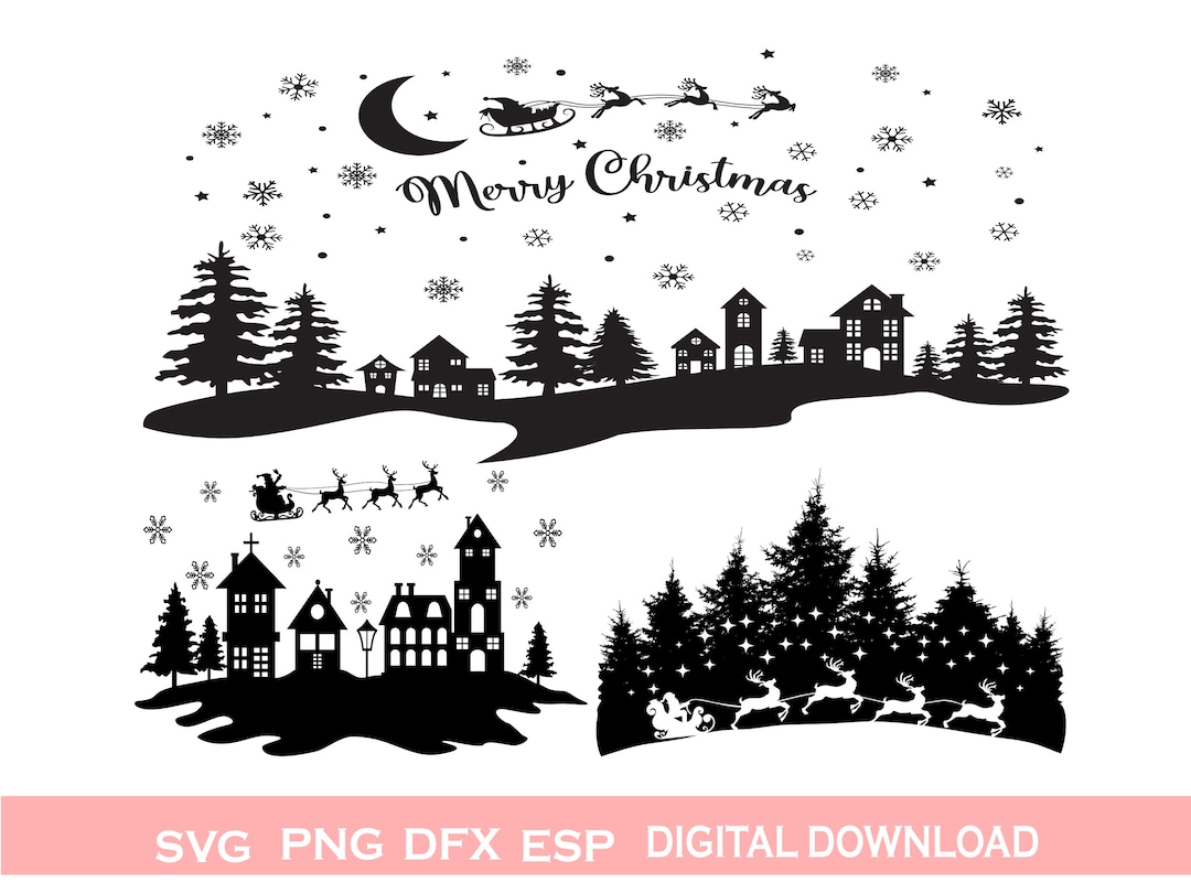Christmas Scene Bundle Svg, Magical Winter Scene SVG, Christmas Scene ...
