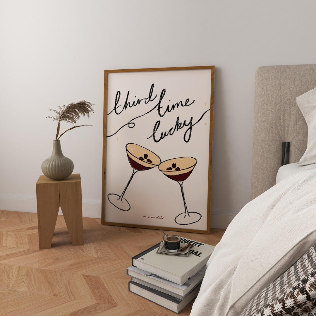 Third Time Lucky Cocktail Print, Mid Century Modern Bar Cart Art - Etsy