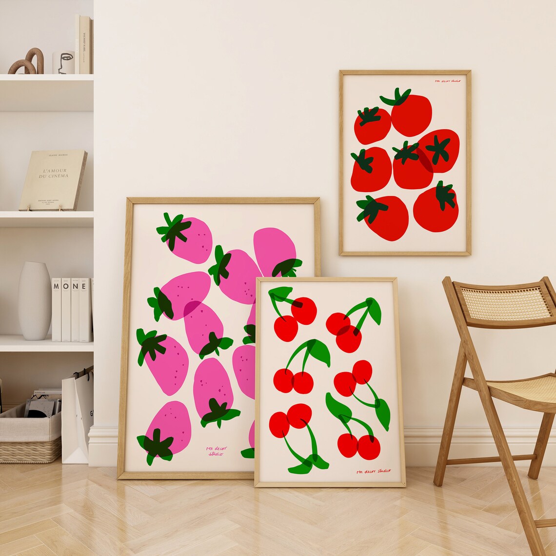 Retro Fruit Print Set, Whimsical Kitchen Wall Art - Etsy