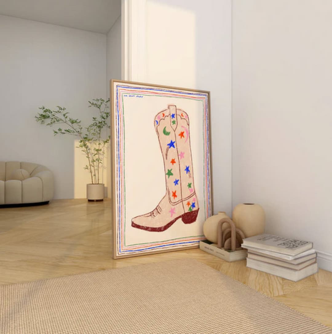 Cowboy Boot Print Art Print Poster, impression vintage, impression ...