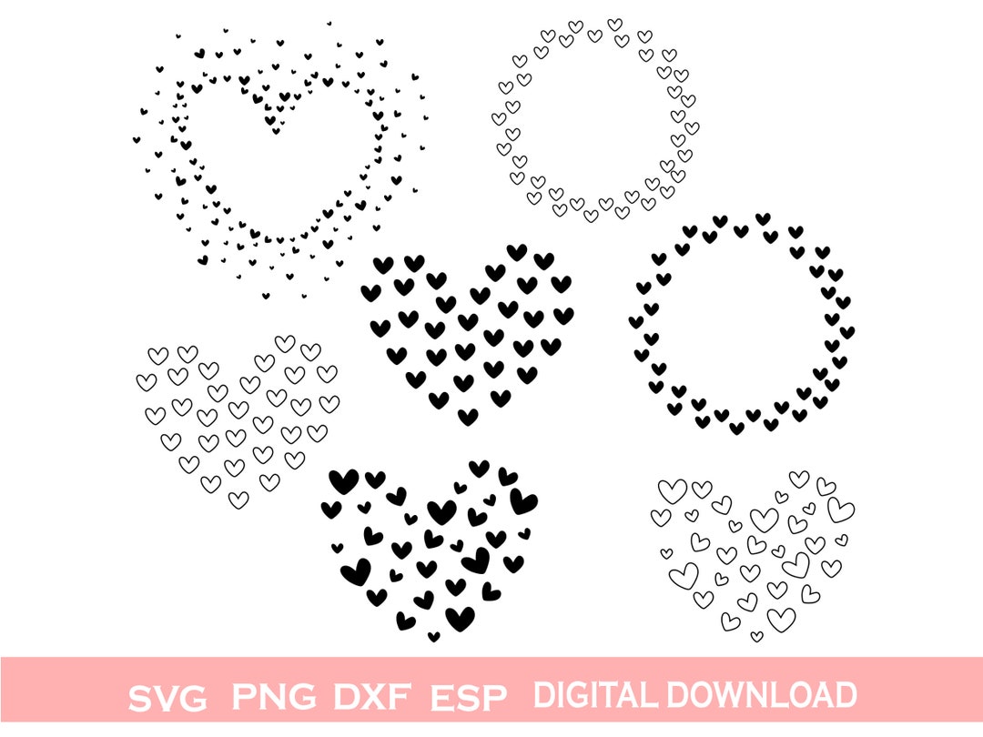 Heart Svg Bundle, Valentine Hearts Svg, Heart Outline Png, Lovers ...