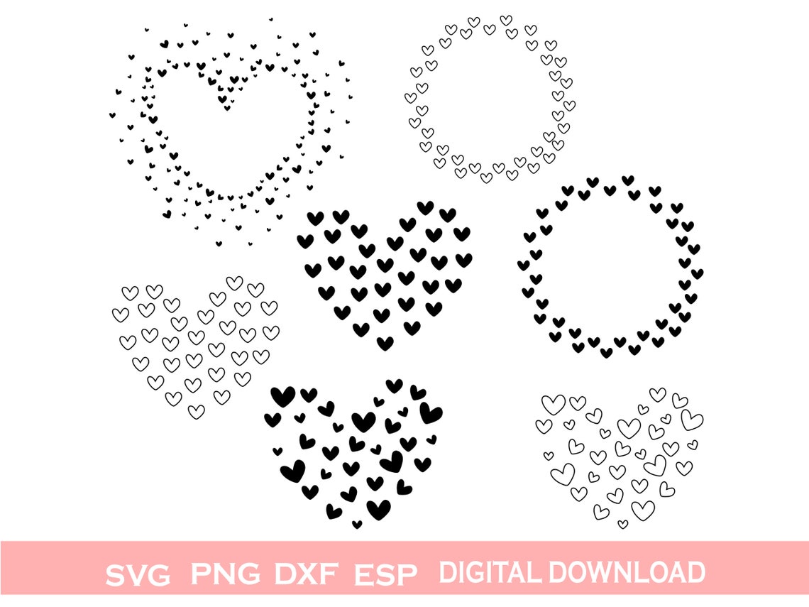 Heart Svg Bundle Valentine Hearts Svg Heart Outline Png - Etsy