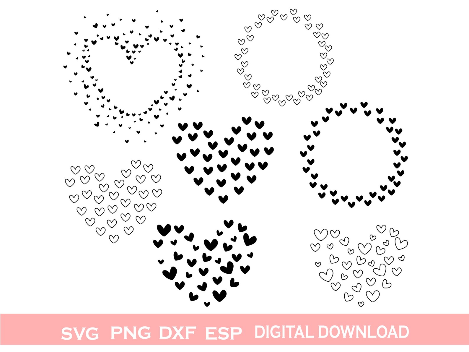 Heart Svg Bundle Valentine Hearts Svg Heart Outline Png - Etsy