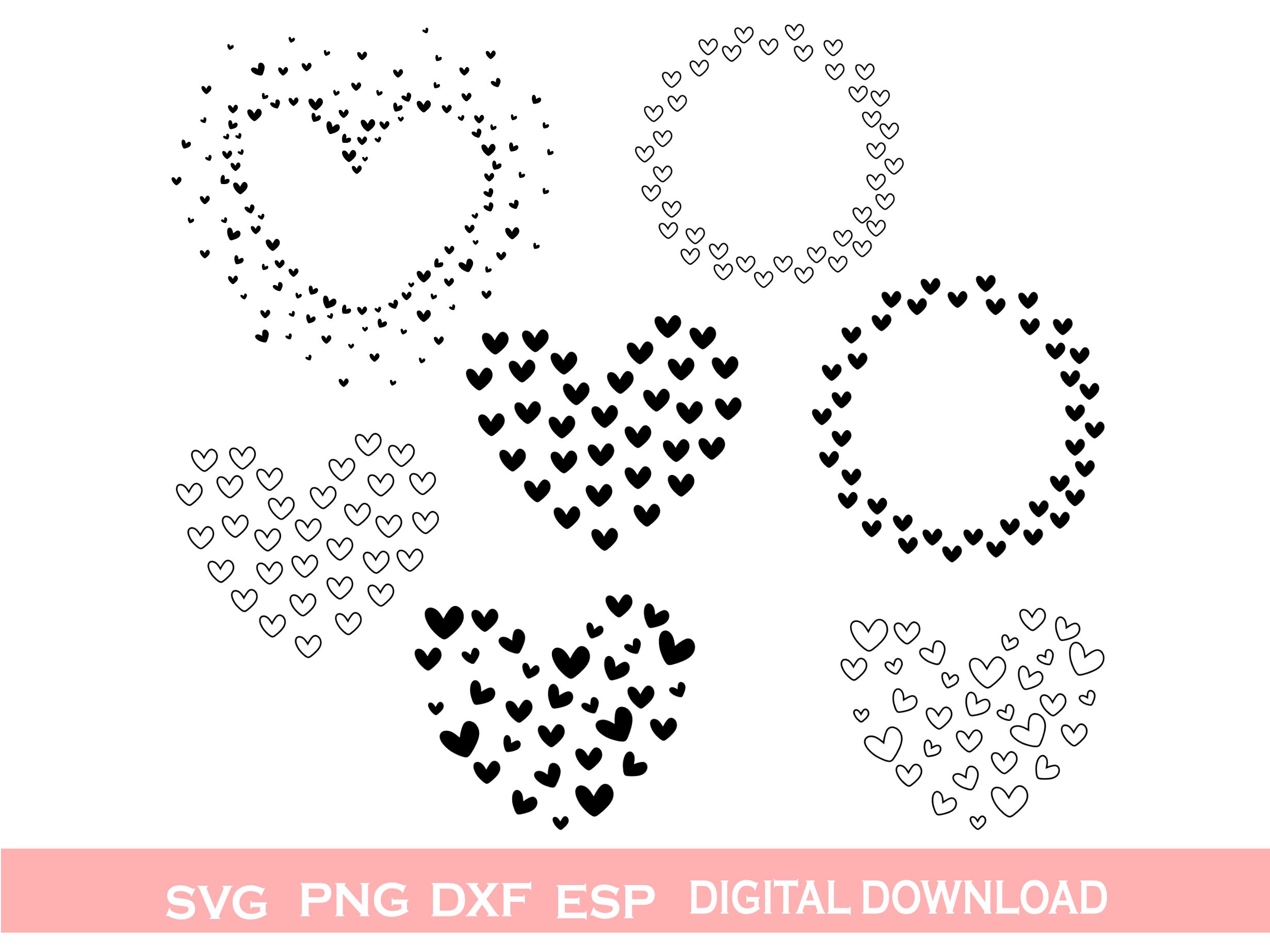 Heart Svg Bundle Valentine Hearts Svg Heart Outline Png - Etsy