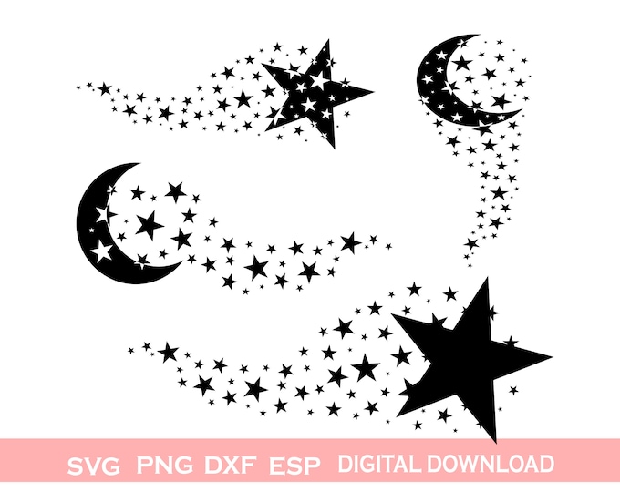 Crescent Moon Stars Background Svg, Stars Png, Sparkle Stars Jpg ...