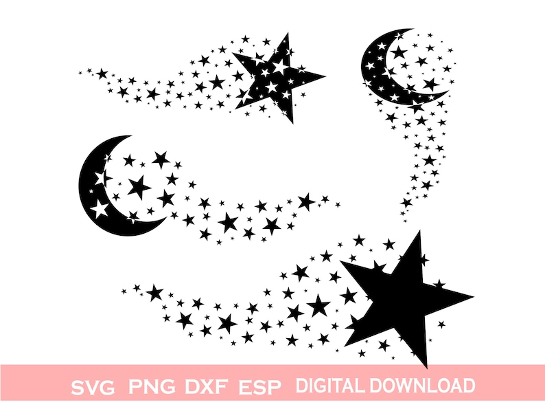 Crescent Moon Stars Background Svg, Stars Png, Sparkle Stars Jpg ...