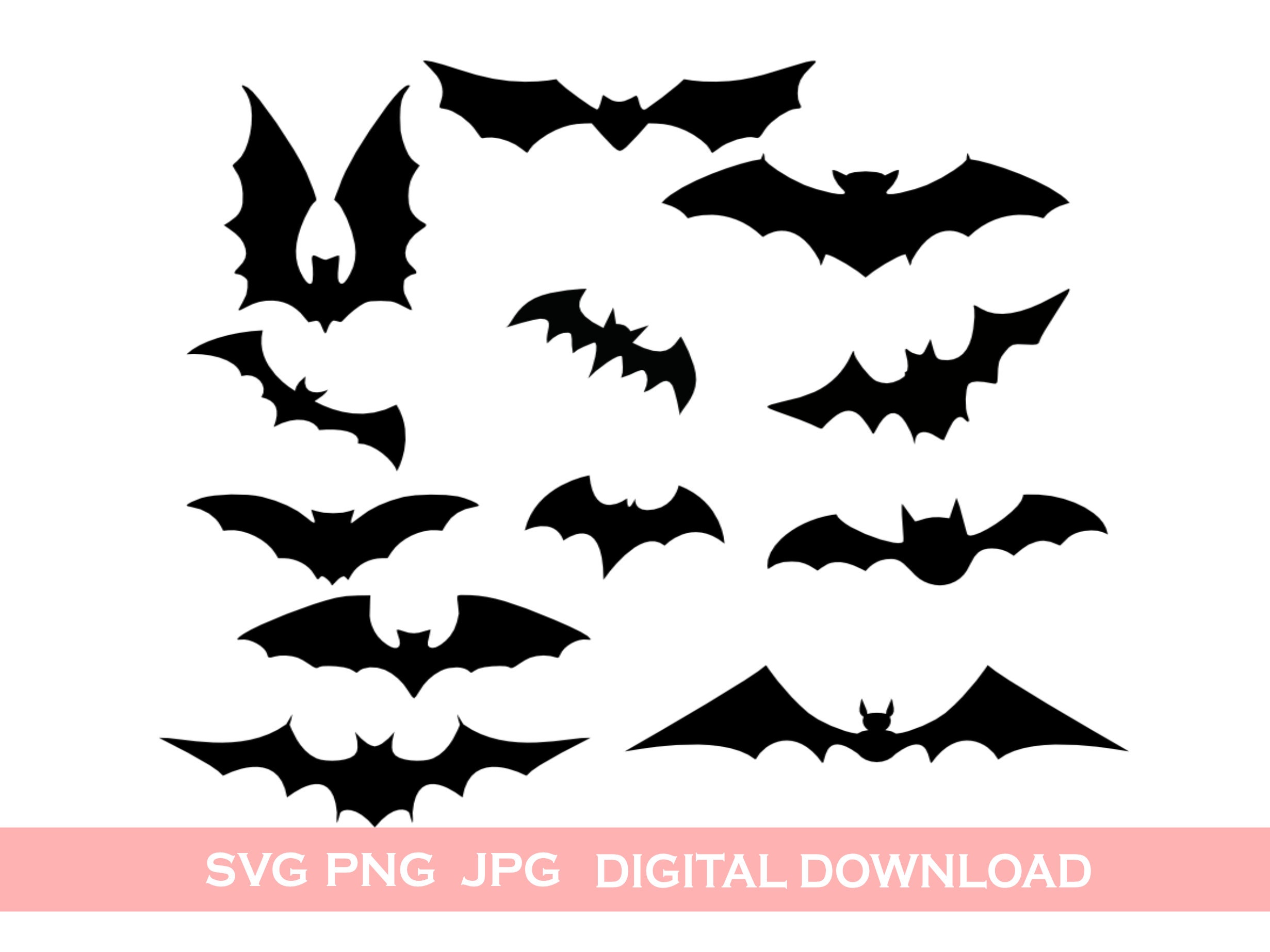 12 Bats SVG, PNG, JPG Bundle, Svg Files for Cricut, Silhouette ...