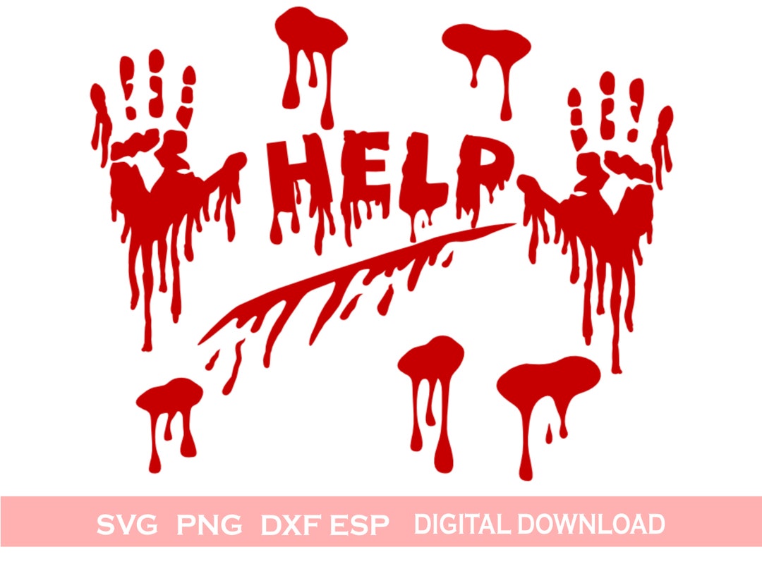 Horror Bloody Hands, Halloween Movie Blood Stained Handprint Svg ...