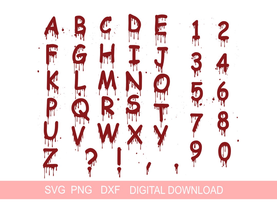 Halloween Bloody Alphabet, Horror Movie Blood Alphabet Svg, Spooky ...