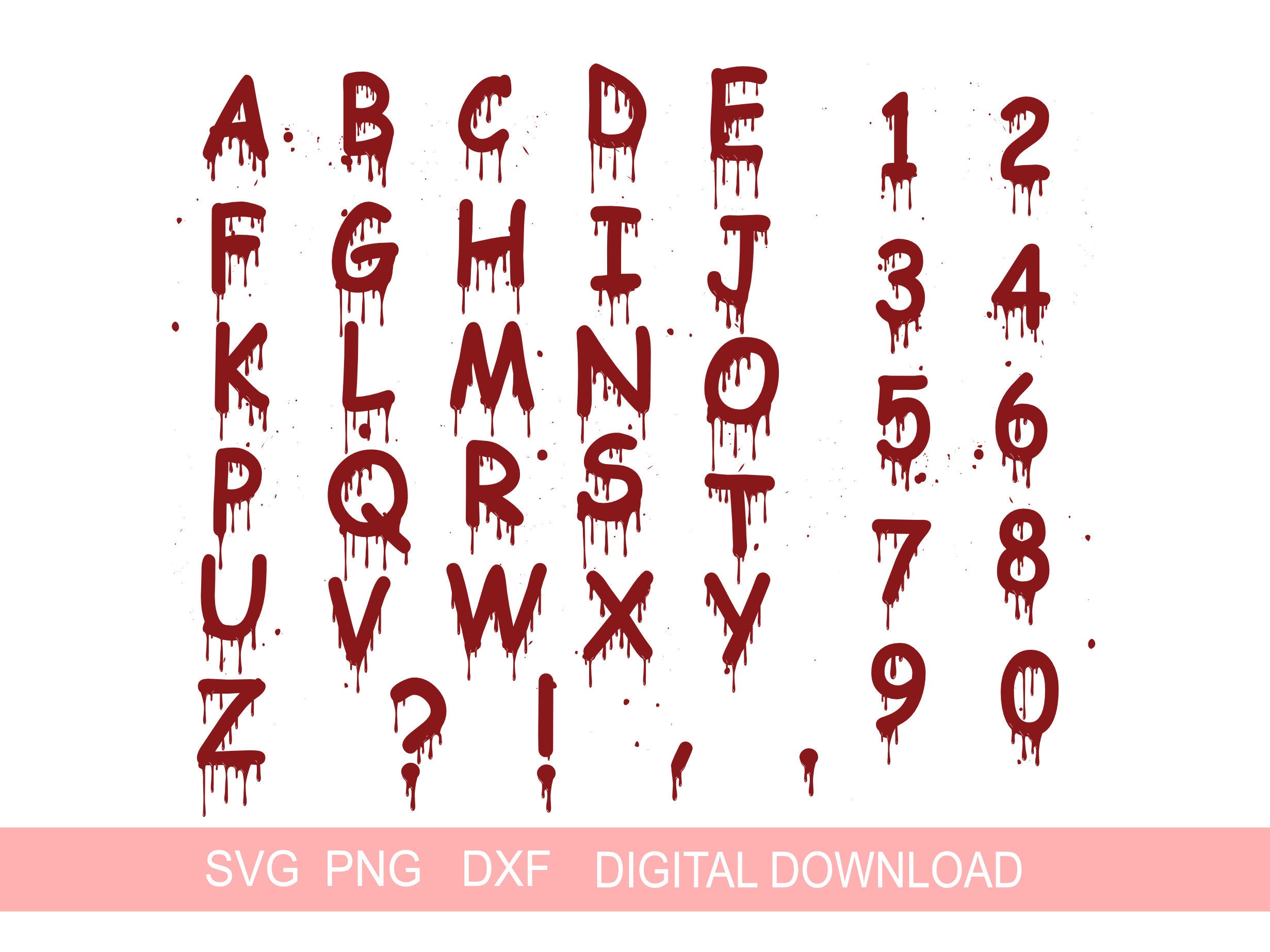 Halloween Bloody Alphabet, Horror Movie Blood Alphabet Svg, Spooky ...