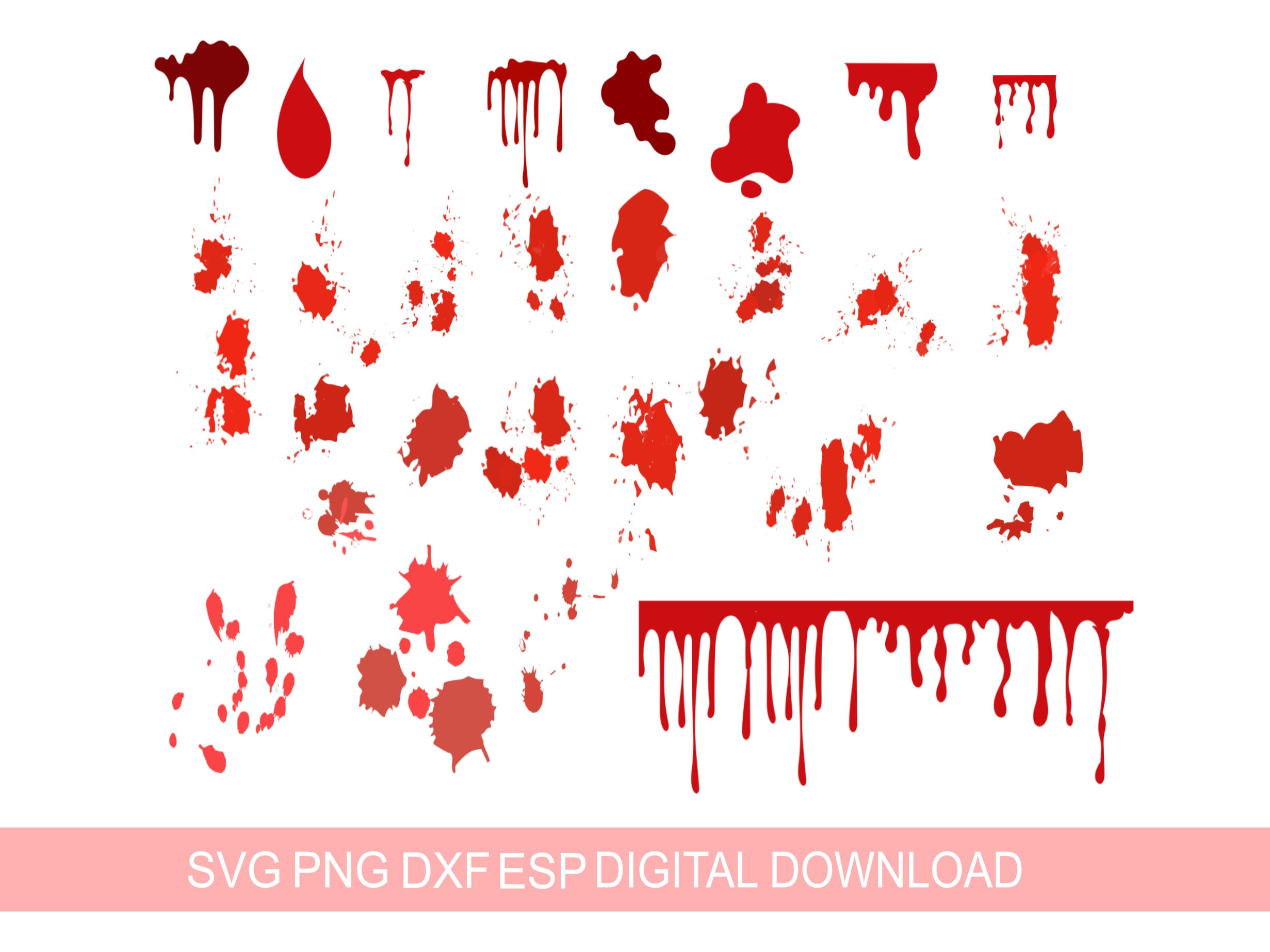 Horror Blood Dripping Svg Movie Halloween Blood Stained - Etsy