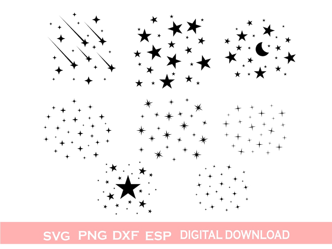 8 Stars Bundle Background Svg, Stars Png, Sparkle Stars Jpg, Christmas ...