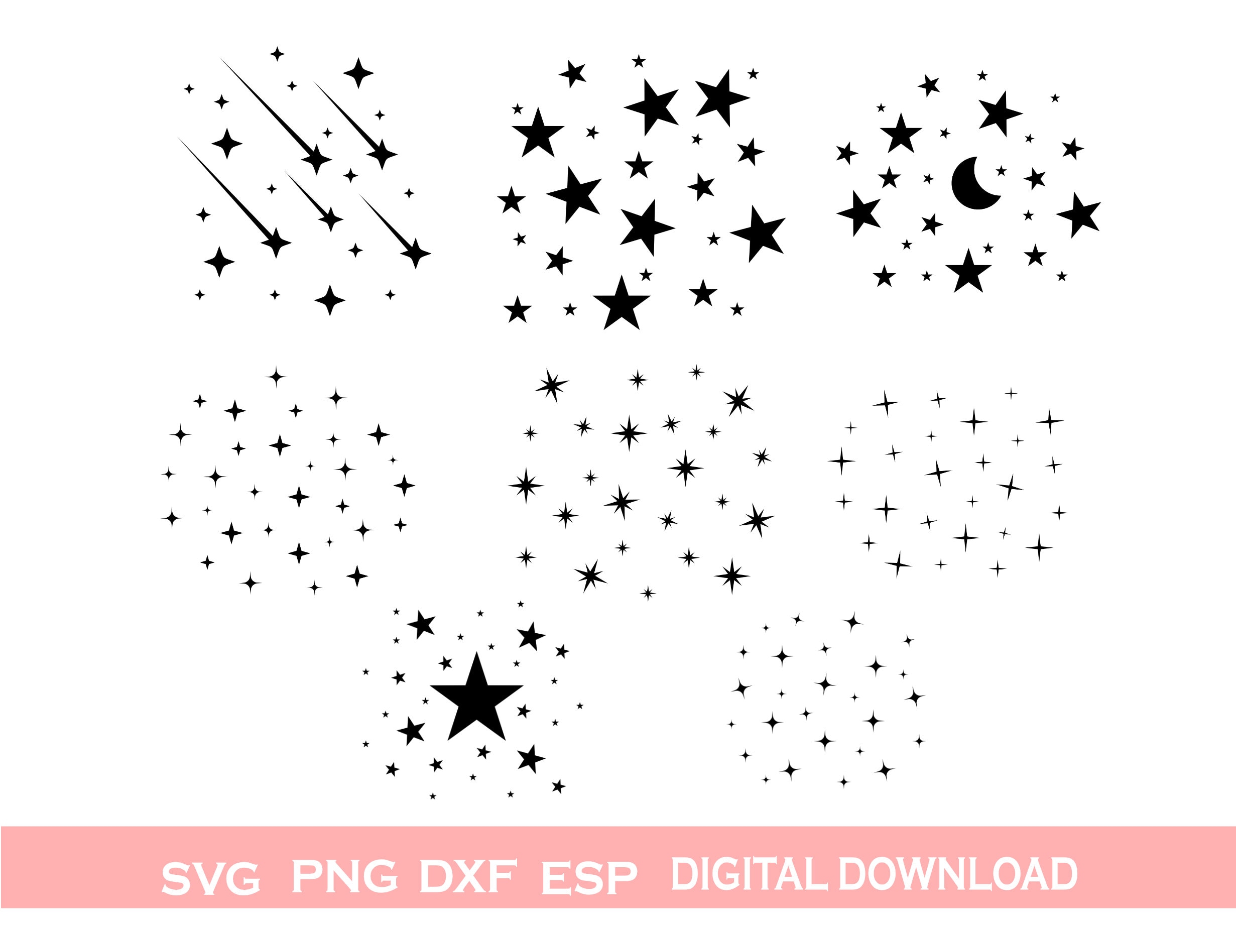 Stars SVG Bundle, Sparkle, Twinkle, Christmas Star (digital Download ...