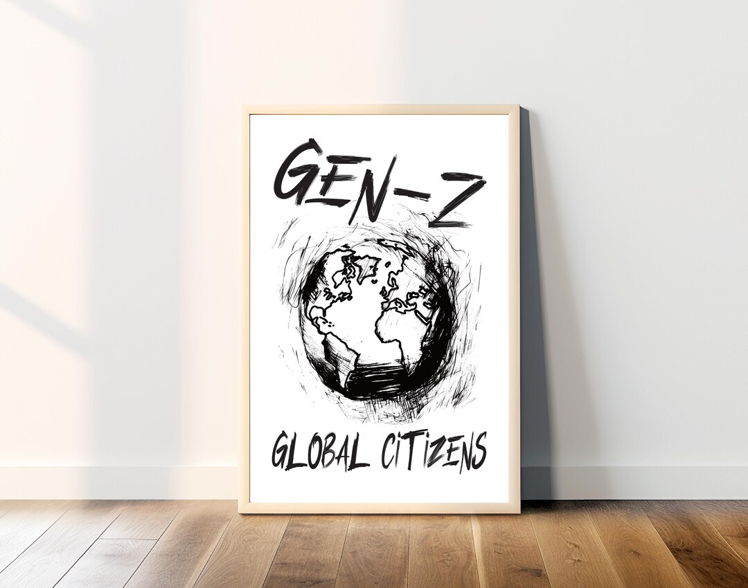 Gen-z Global Citizens Art Print Poster, Zoomers Trendy Retro College ...